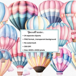 Hot Air Balloon Watercolor Clipart | Digital Download | Free Commercial ...