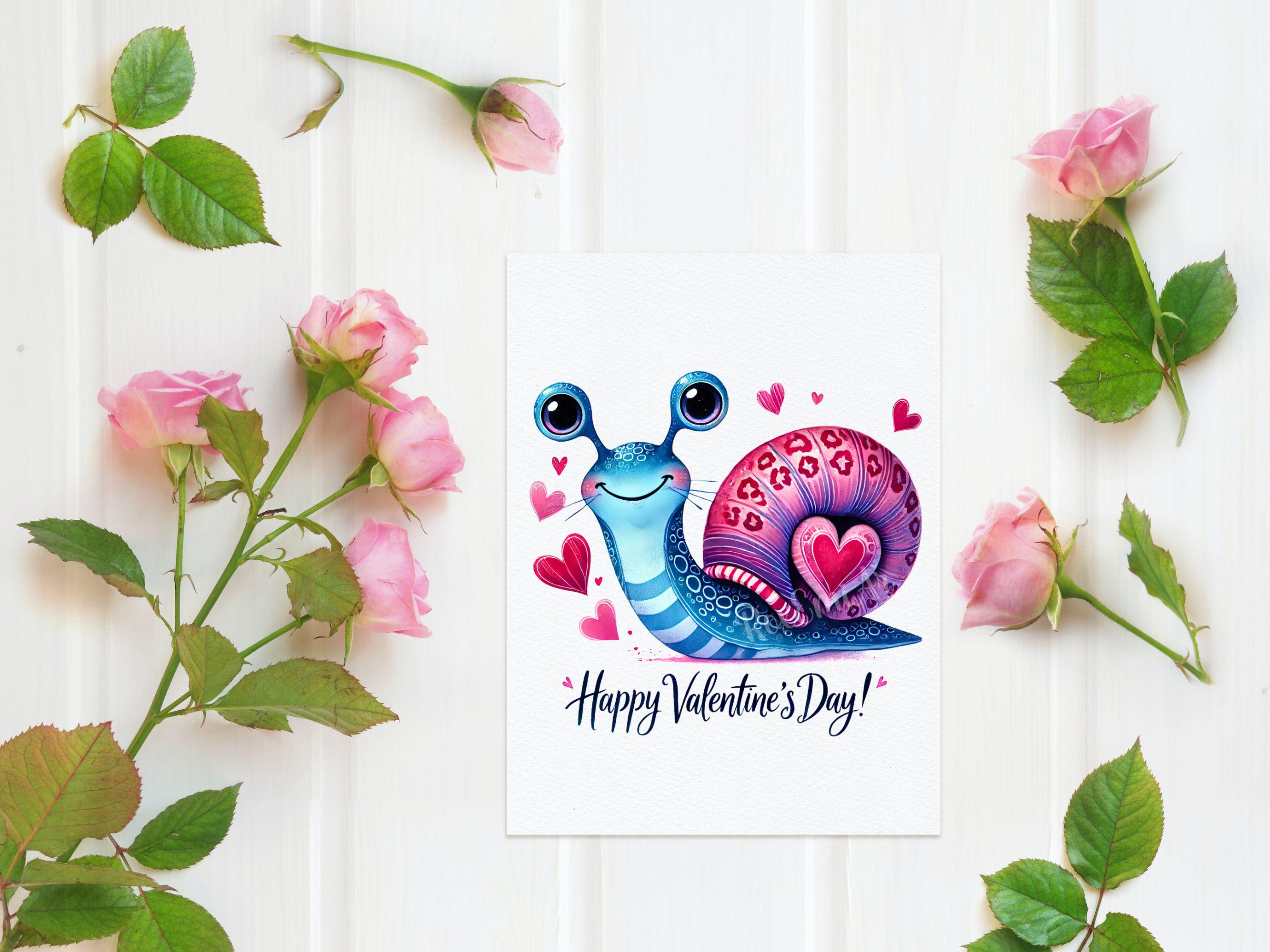 Valentines Day Snail Clipart, Cute Digital Valentine PNG, Whimsical ...