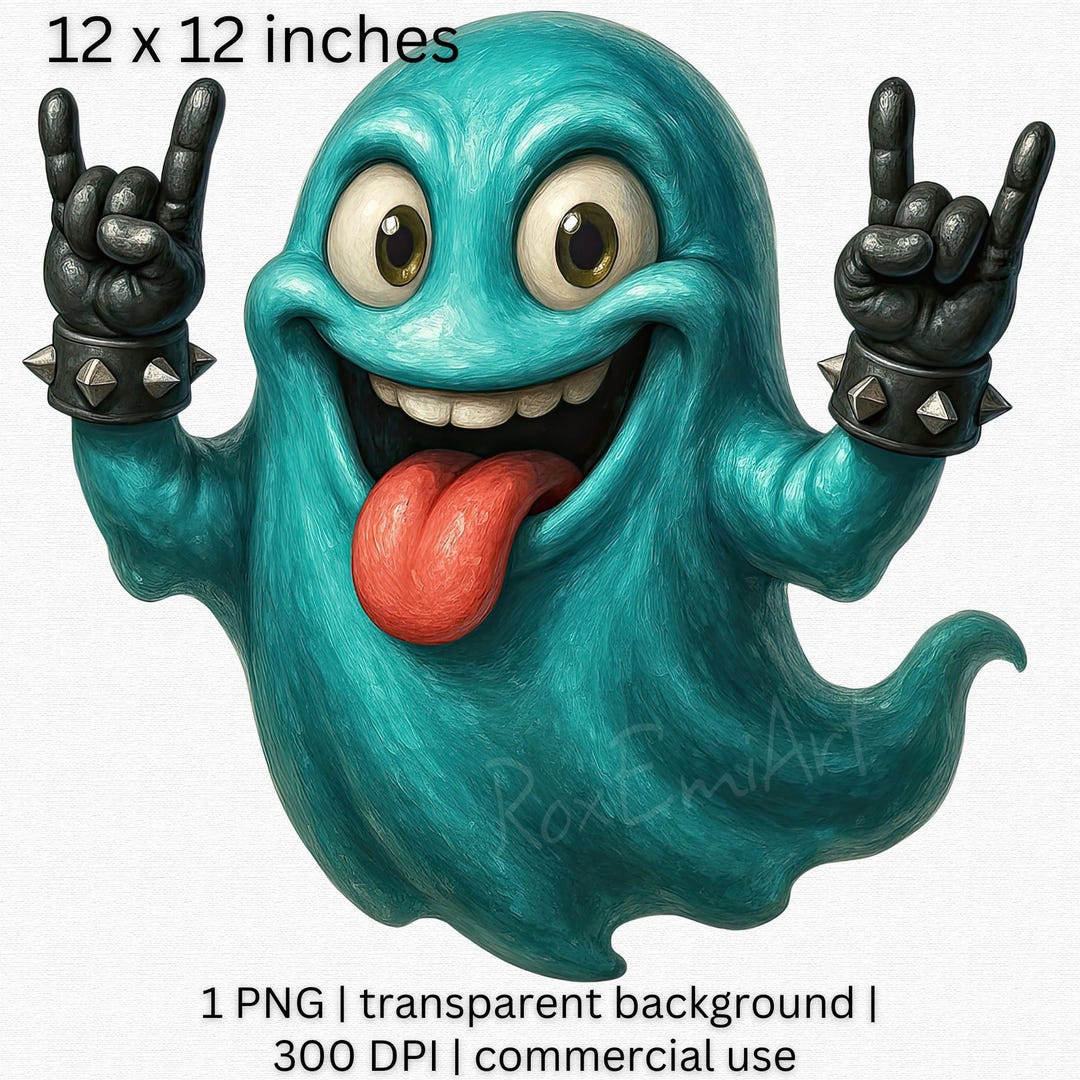 Rock Ghost Clipart, Fun Spooky Art Png, Cartoon Punk Spirit Graphic ...