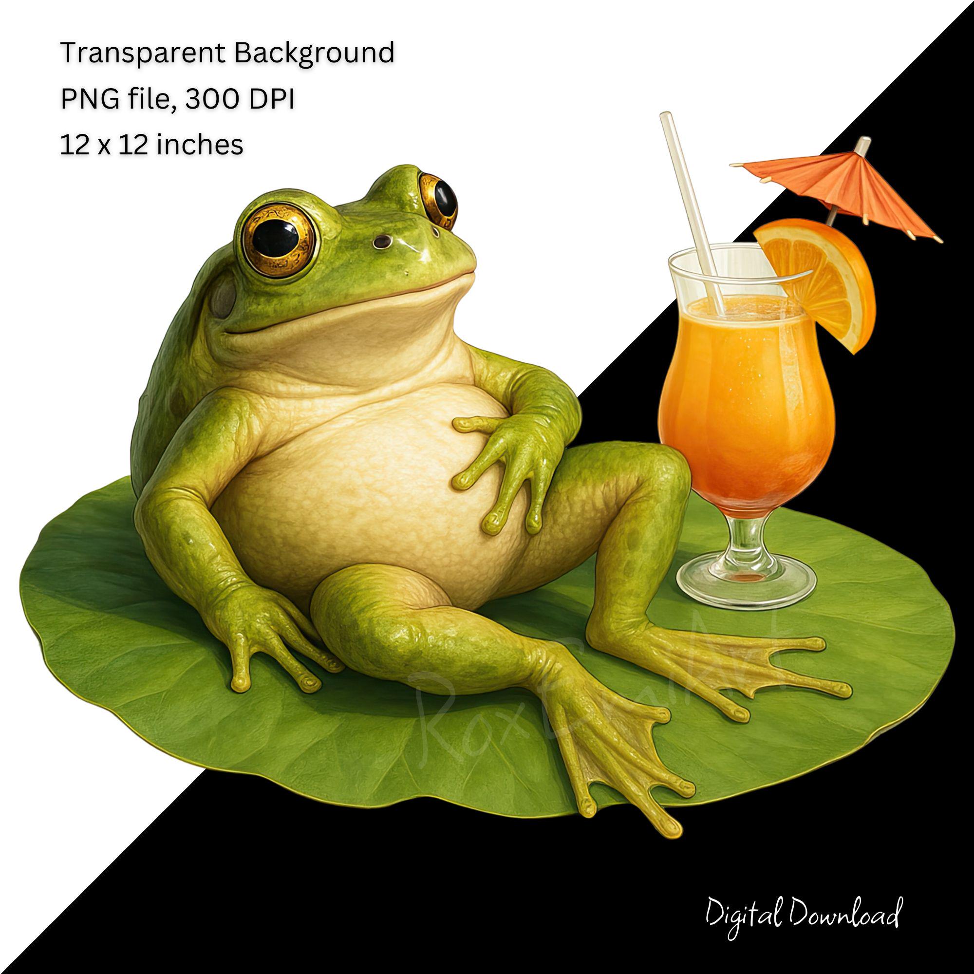 Whimsical Relaxing Frog Png, Funny Tropical Amphibian Png, Quirky Frog ...