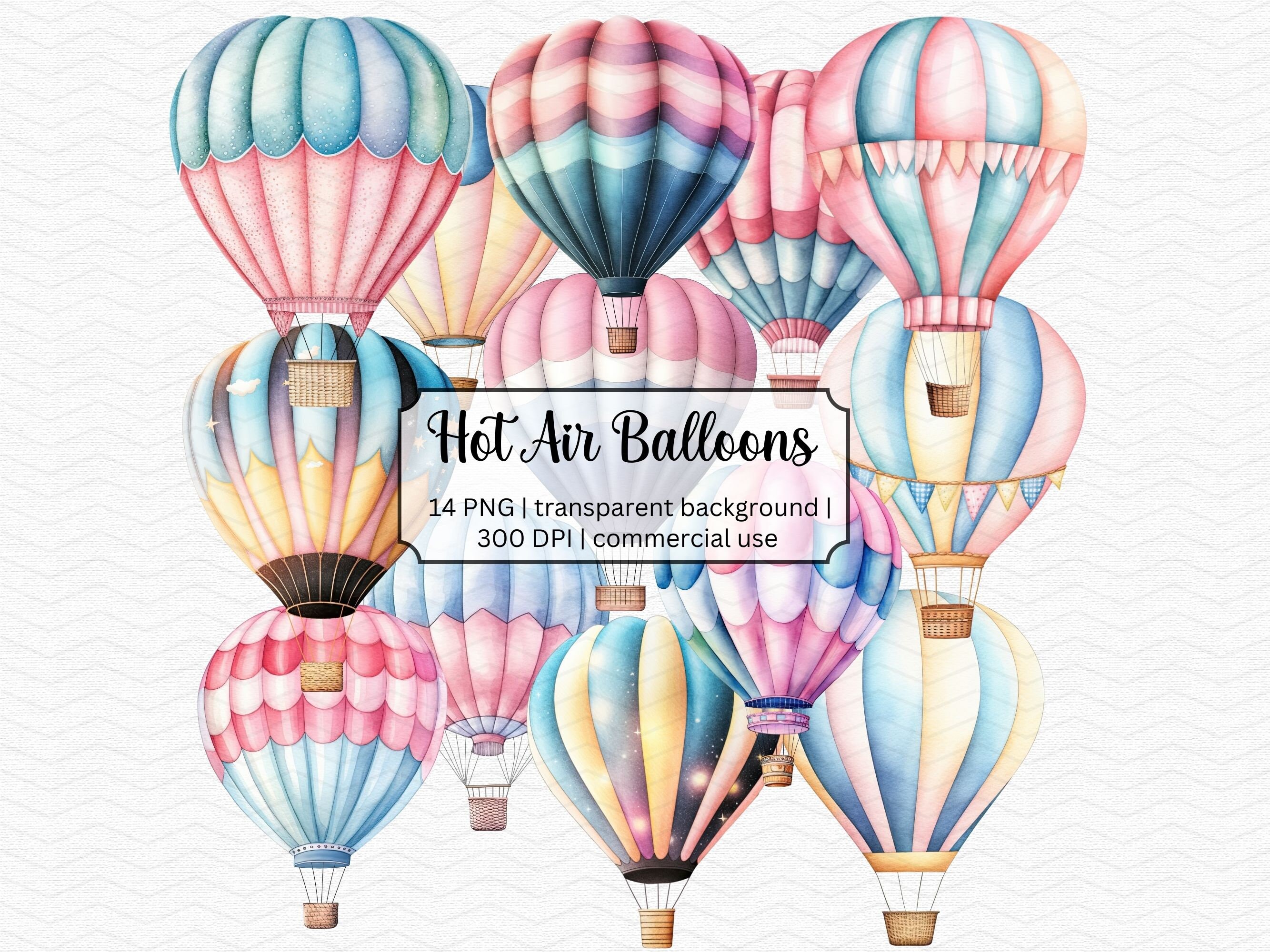 Hot Air Balloon Watercolor Clipart | Digital Download | Free Commercial ...