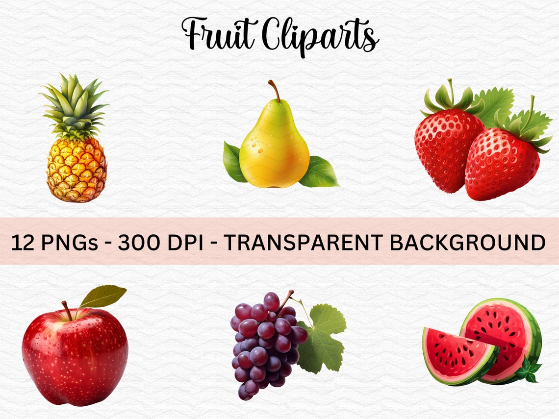 Juicy Fruit Clipart Bundle Apple Clipart, Cherry Clipart and More High ...