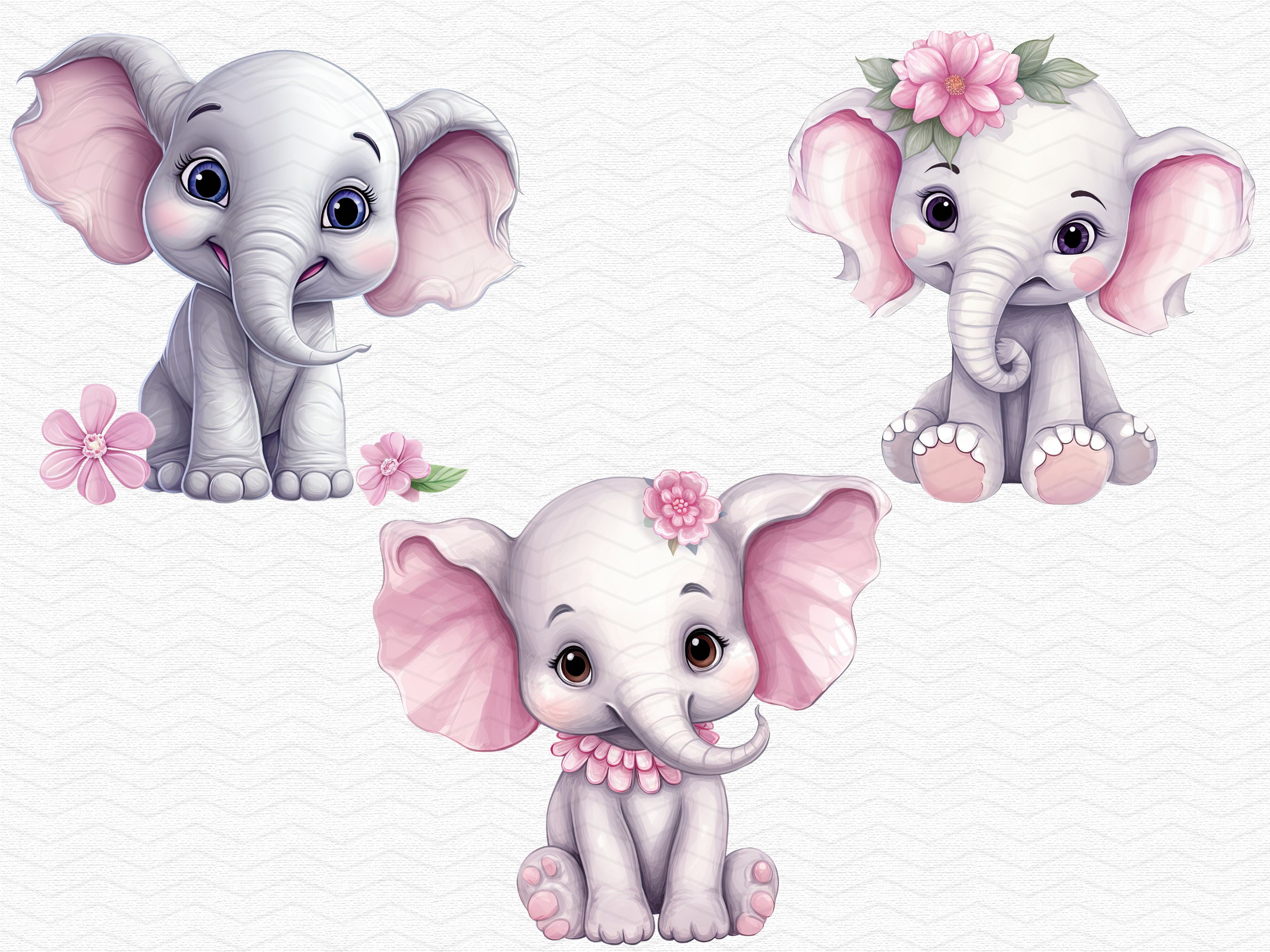 Baby Girl Elephant Watercolor Clipart for Nursery Decor and DIY ...