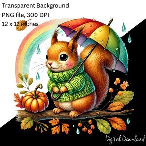 Whimsical Autumn Squirrel PNG, Vibrant Fall Clipart, Cute Animal ...