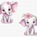 Baby Girl Elephant Watercolor Clipart for Nursery Decor and DIY ...