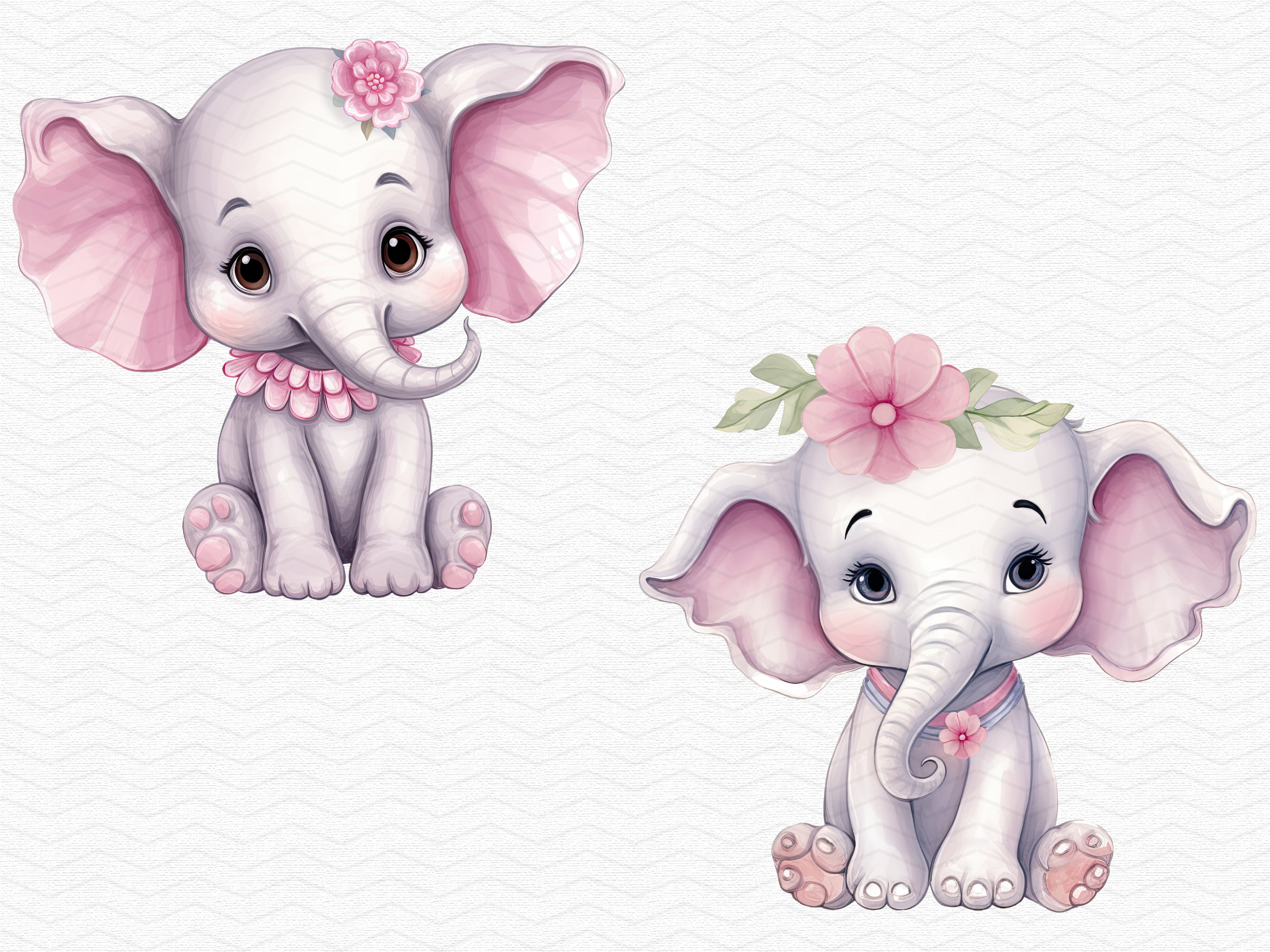 Baby Girl Elephant Watercolor Clipart for Nursery Decor and DIY ...
