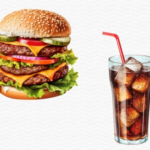 Watercolor Junk Food Clipart Bundle - Burger Clipart, Pizza Clipart and ...