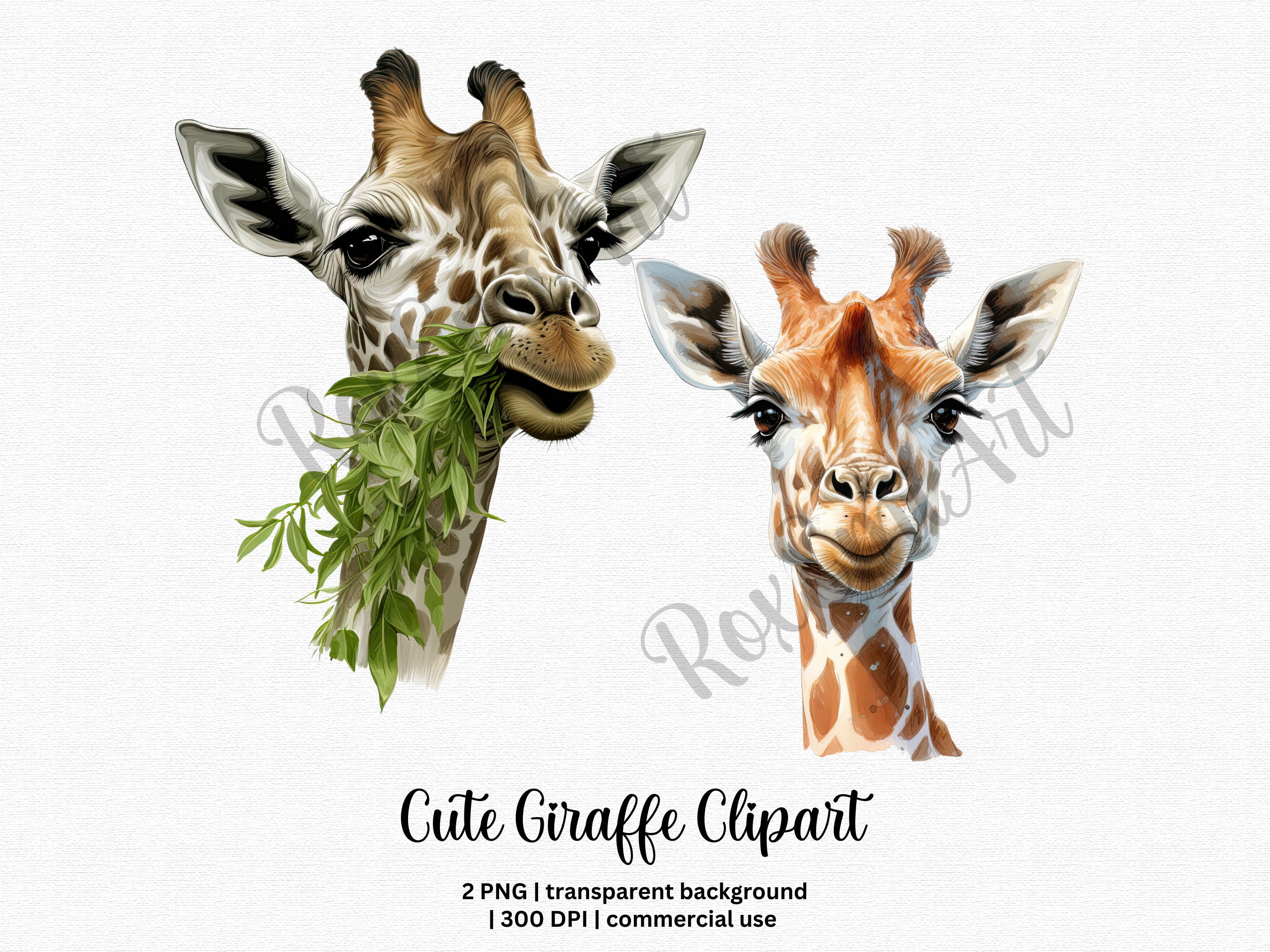 Cute Giraffe Clipart, Digital PNG Ideal for Giraffe Baby Shower ...