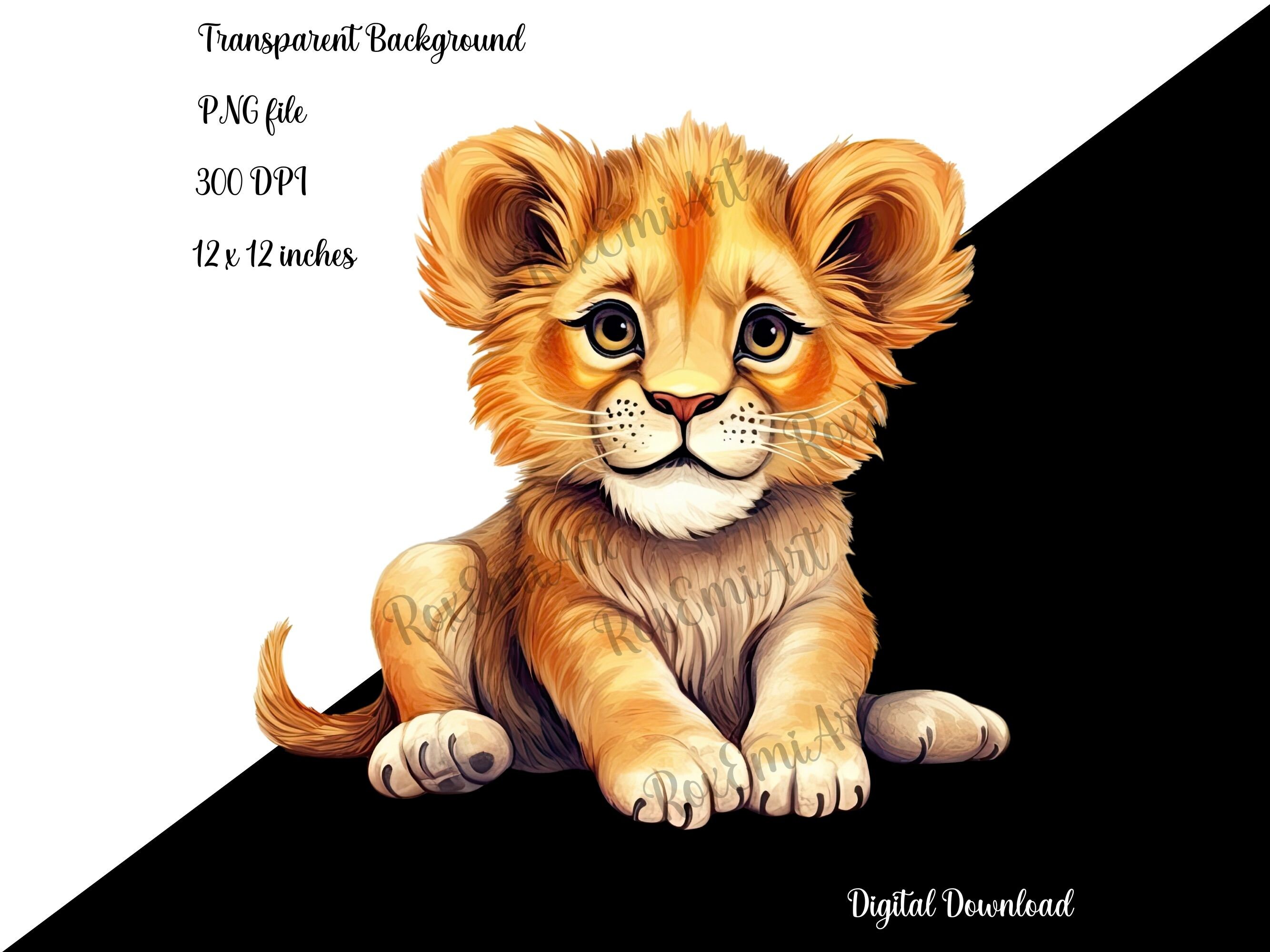 Cute Baby Lion Clipart, Baby Safari PNG Ideal for Lion Baby Shower ...