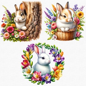 Easter Bunny Bliss Clipart Bundle | Floral Rabbit Illustrations ...