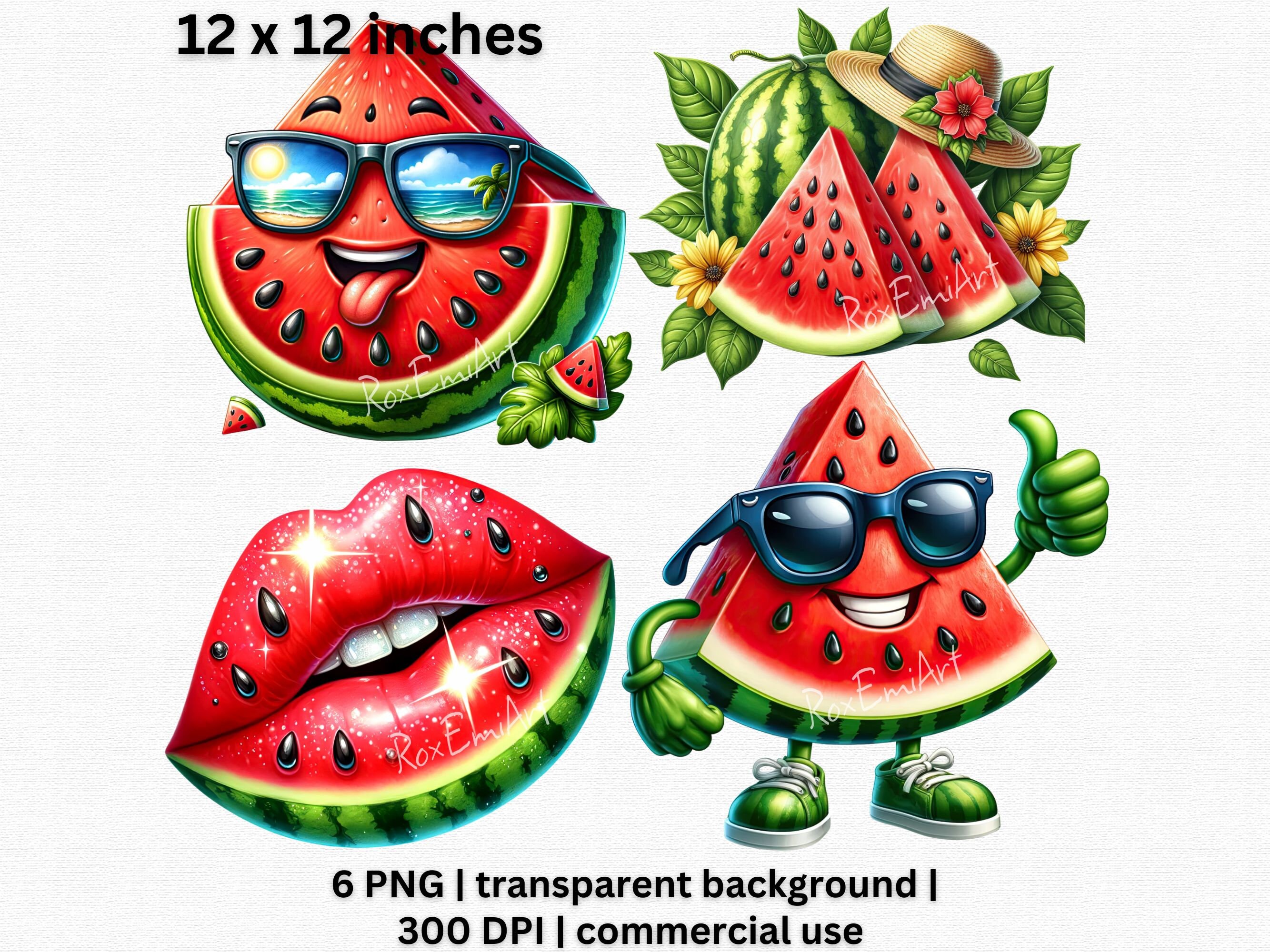 Summer Vibes Watermelon Clipart Bundle, Vibrant Watermelon Lips Clipart ...