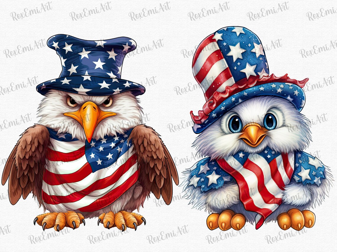 4th of July Clipart | American Flag Eagle Clipart | Digital PNG ...
