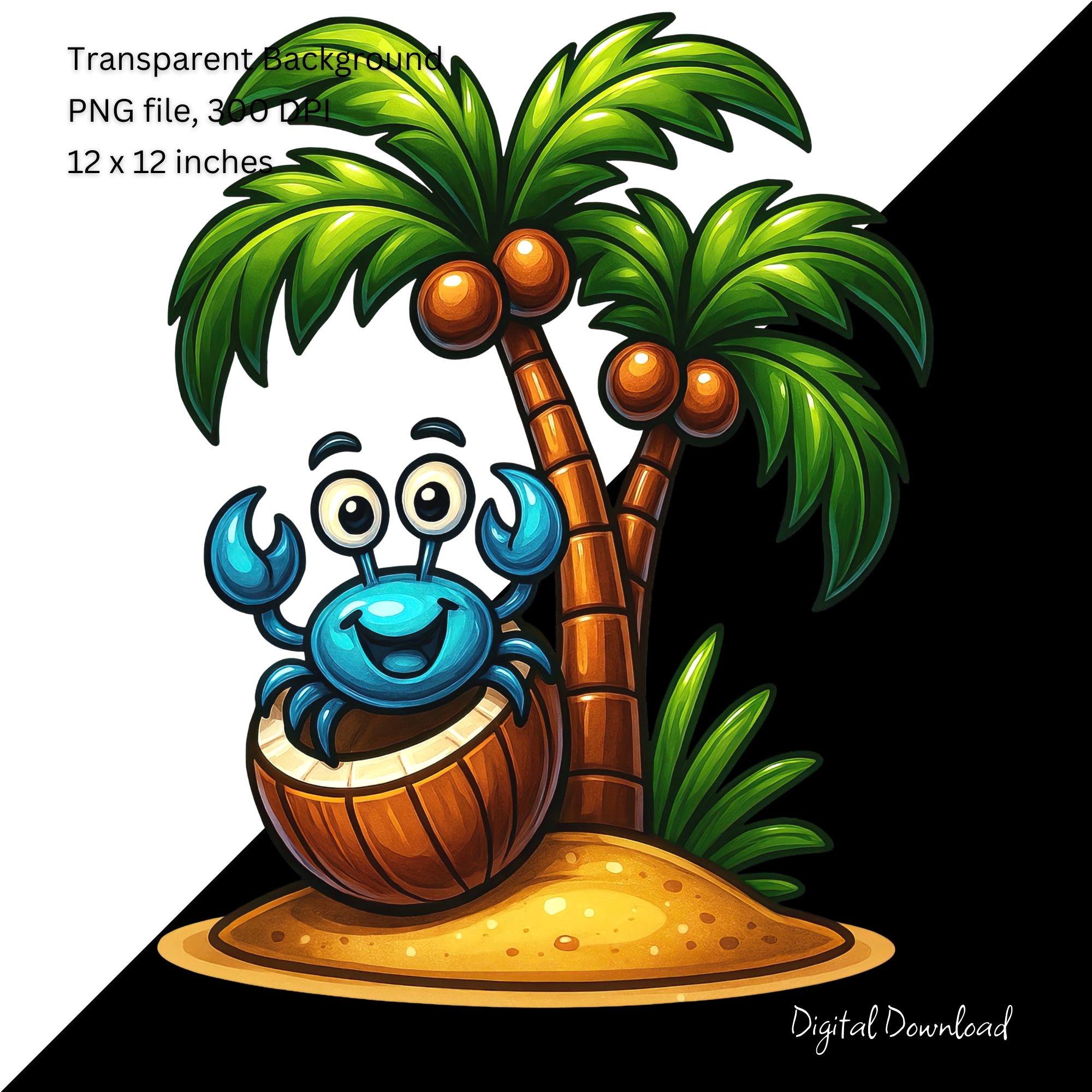 Cute Blue Crab Clipart, Beach Cartoon Coconut Crab Png, Fun Summer ...