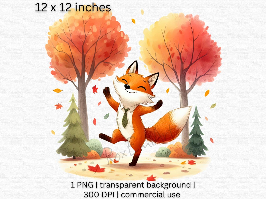 Adorable Autumn Fox Clipart, Cute Woodland Animal Clipart, Whimsical ...