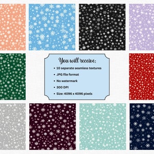 Falling Snowflake Background, Seamless Winter Digital Paper for ...