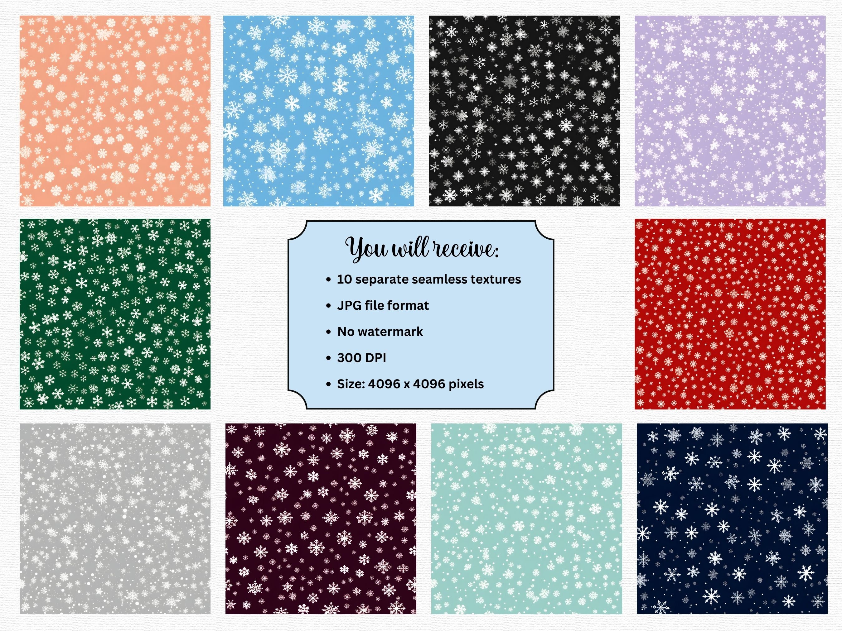 Falling Snowflake Background, Seamless Winter Digital Paper for ...