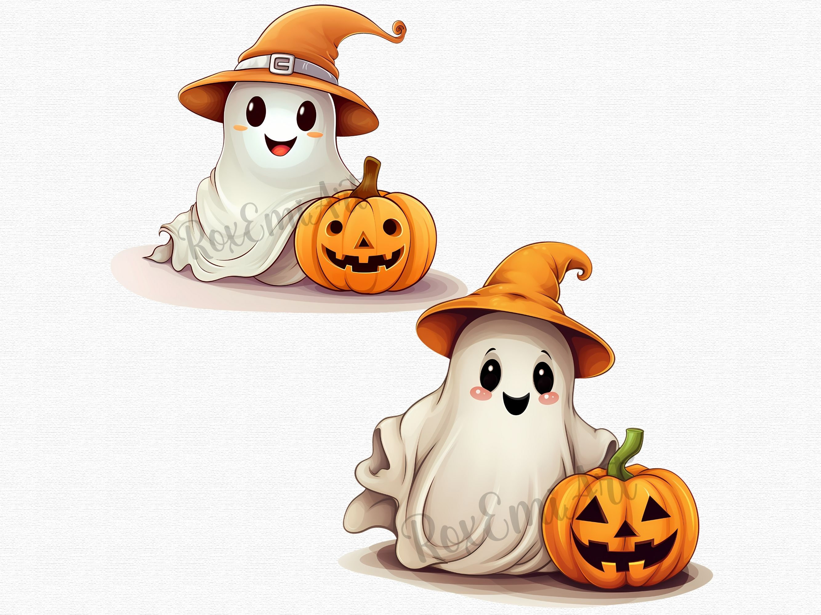 Halloween Cute Ghost Clipart Bundle for Junk Journals, Party ...