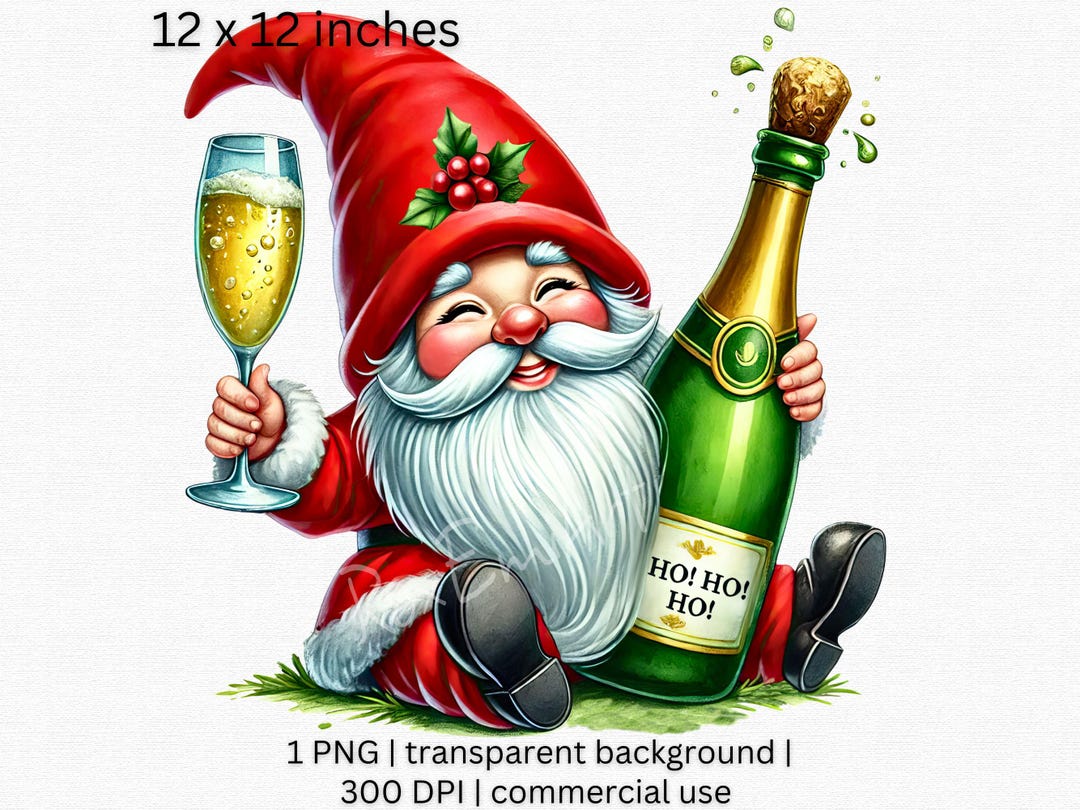 Festive Christmas Gnome Clipart, Holiday Gnome PNG, Santa Gnome ...