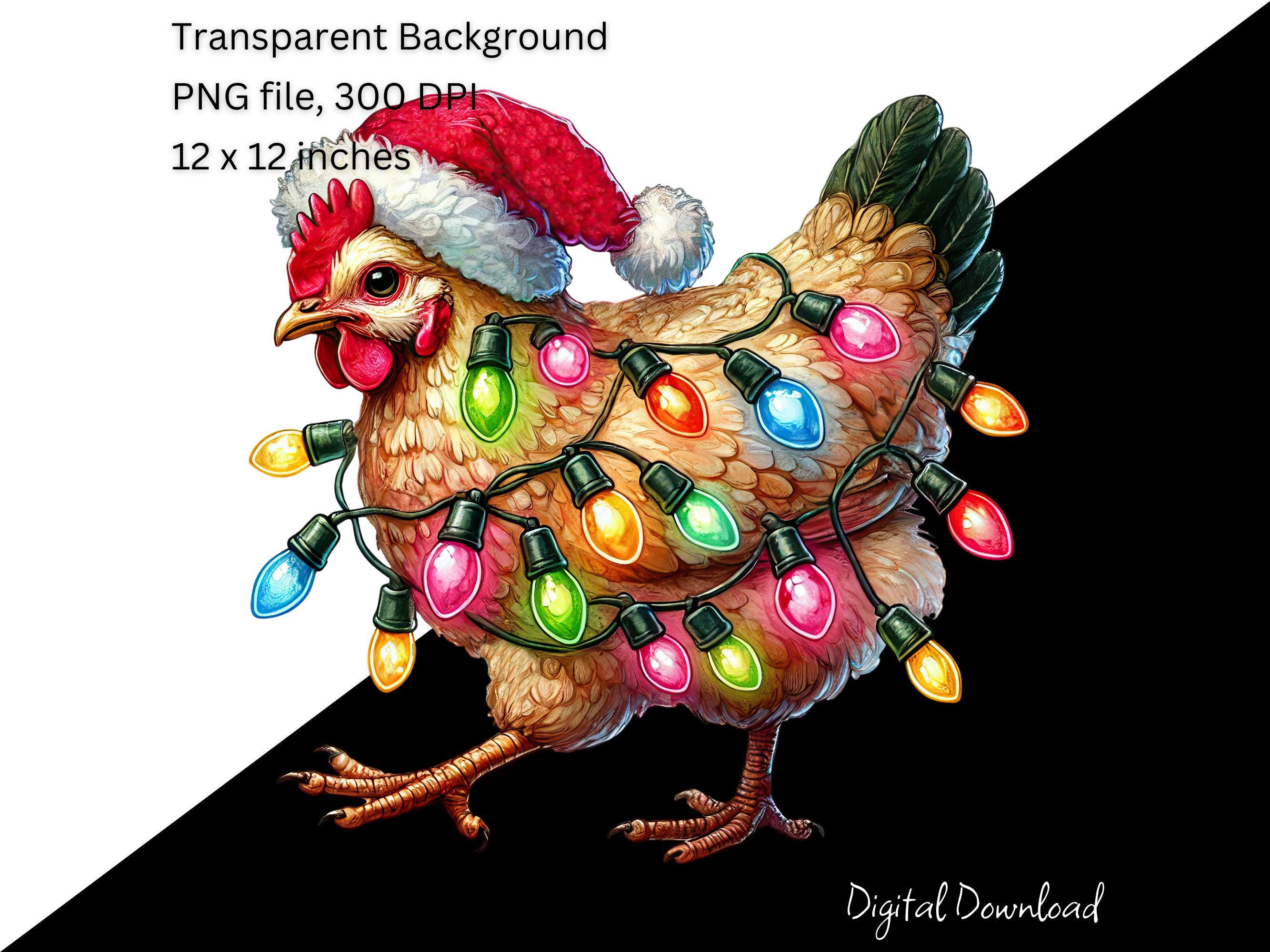 Cute Festive Hen Clipart, Christmas Chicken Clipart, Farmhouse Holiday ...