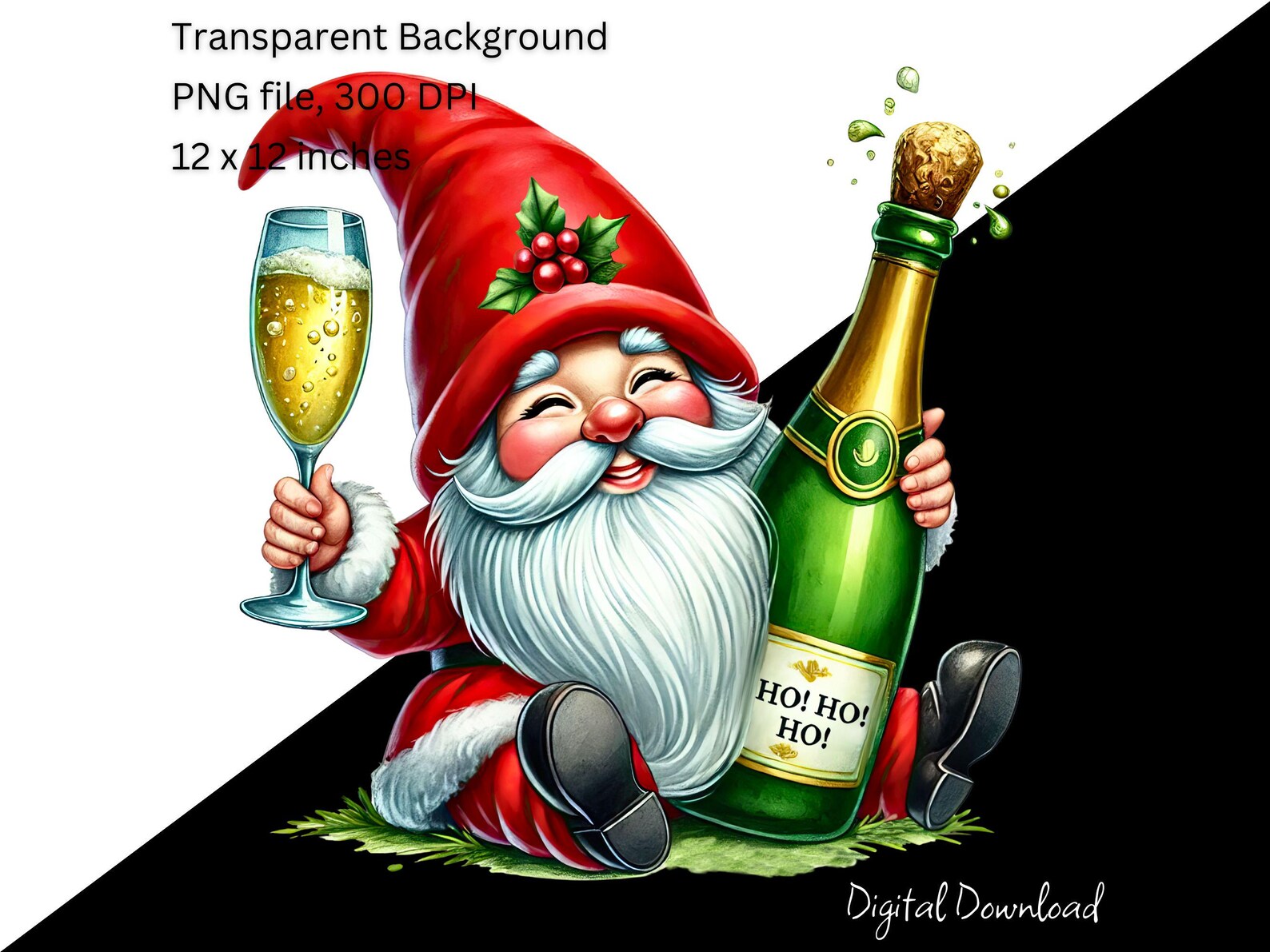 Festive Christmas Gnome Clipart, Holiday Gnome PNG, Santa Gnome ...