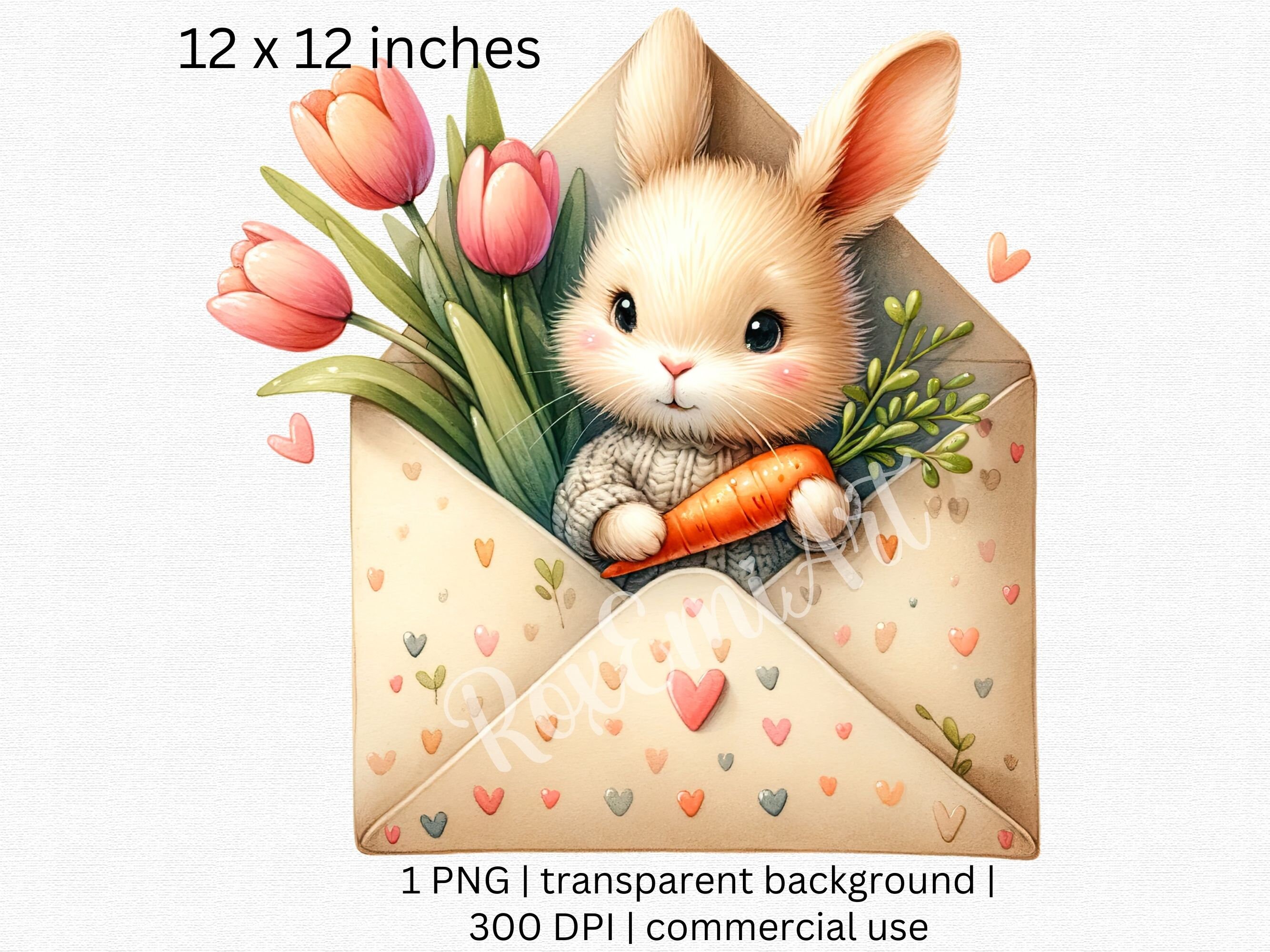 Easter Bunny Clipart, Cute Rabbit in an Envelope Clipart for Easter ...