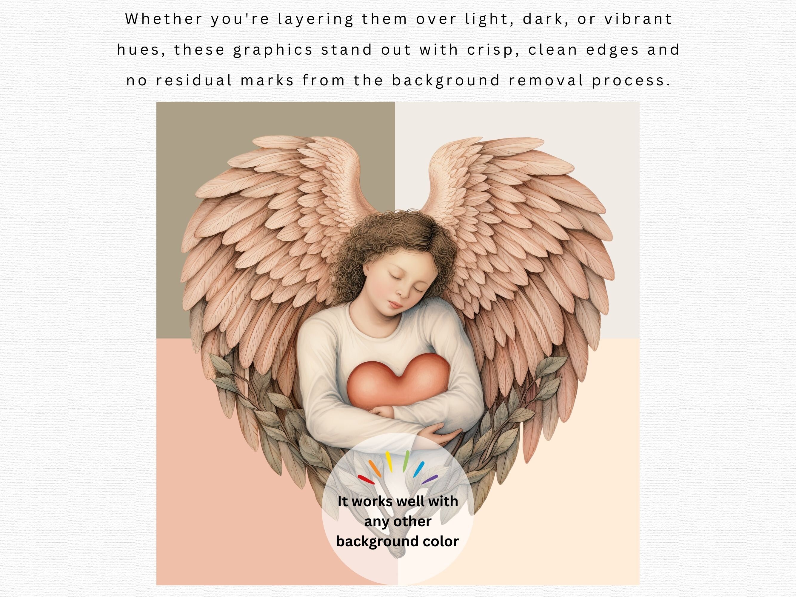 Heart Shaped Sleeping Girl Angel Clipart, Guardian Angel Wings PNG, Red ...