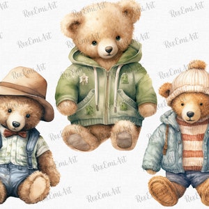 Watercolor Teddy Bear Clipart | Nursery Clipart | Costume Design ...