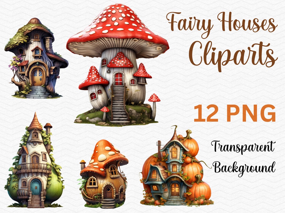 Fairy Garden House Clipart | 12 PNG Clipart | Cute Fairy Tale Clipart ...