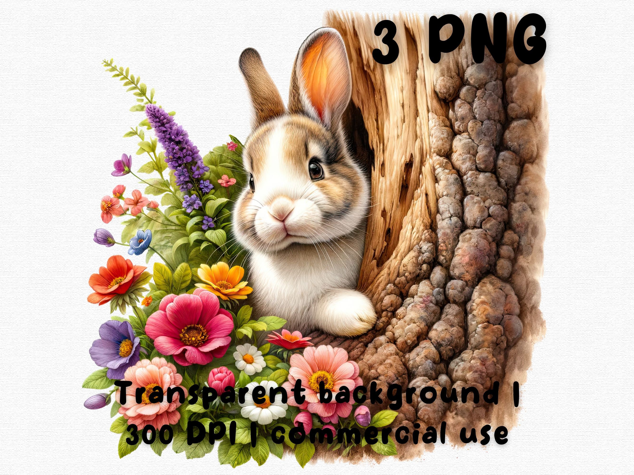 Easter Bunny Bliss Clipart Bundle Floral Rabbit Illustrations Garden ...