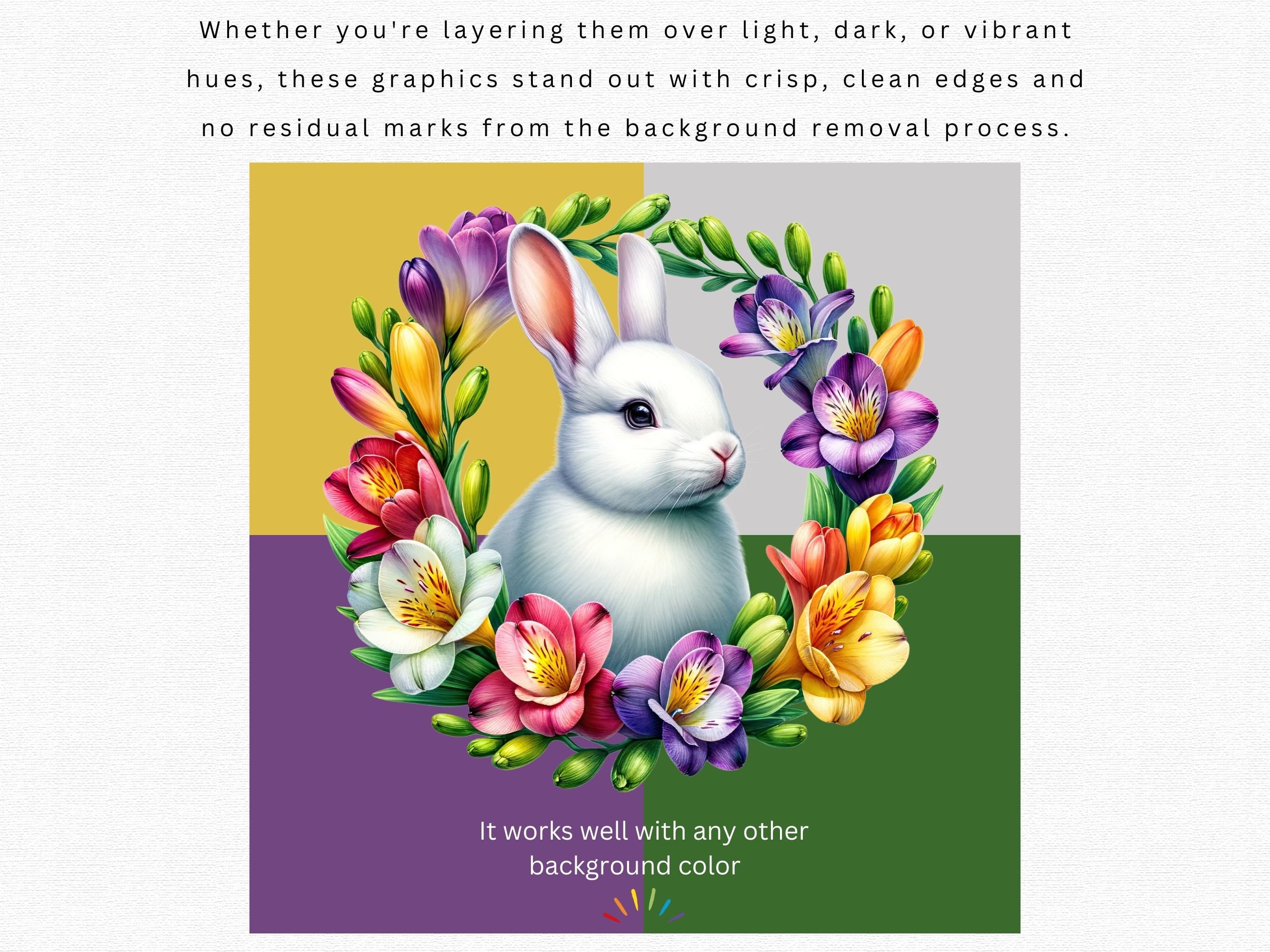 Watercolor Spring Bunny Clipart, Hollow Tree Floral Bunny PNG, Cute ...