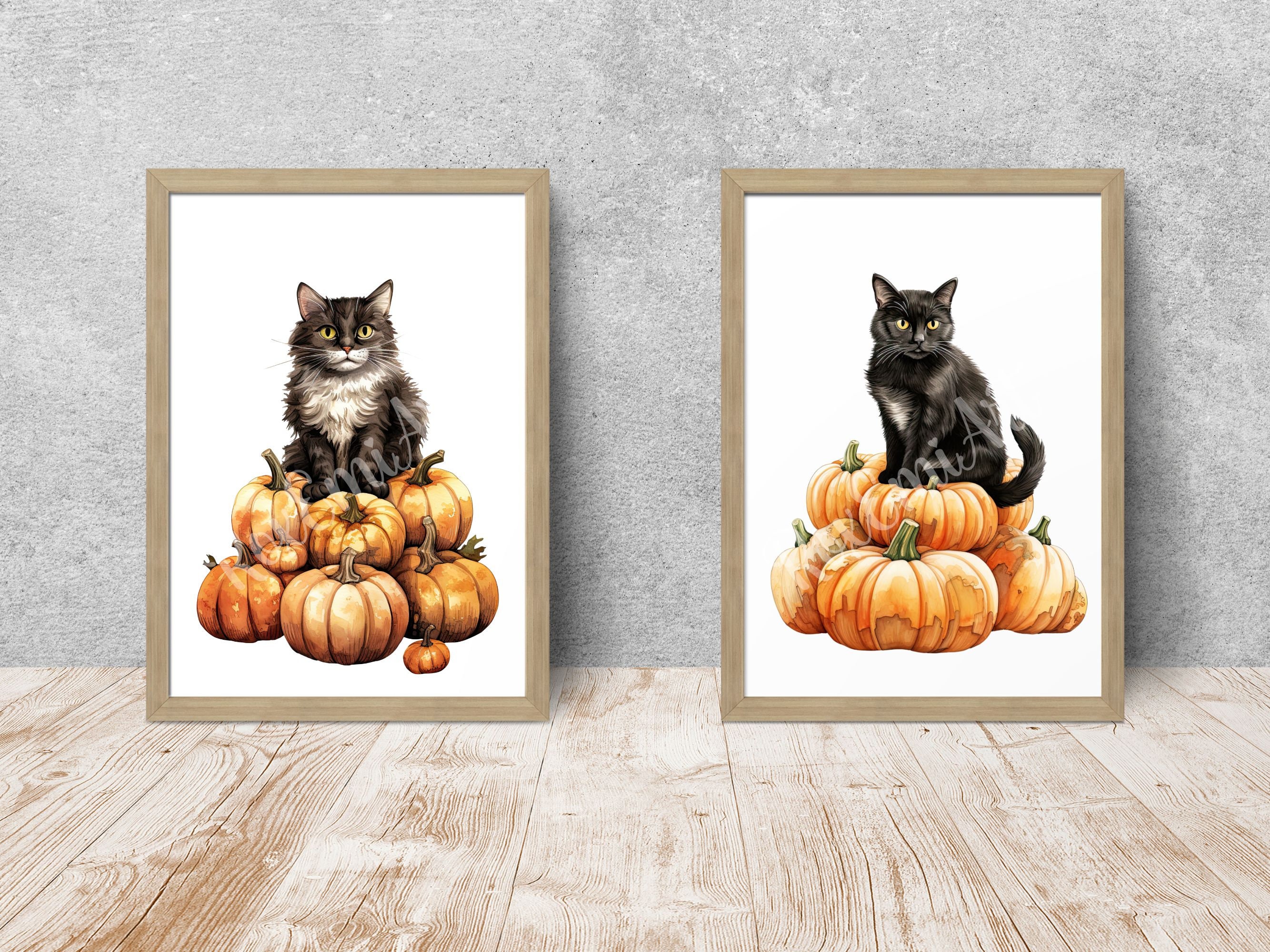 Cute Cat With Pumpkin Clipart Fall Autumn Thanksgiving - Etsy