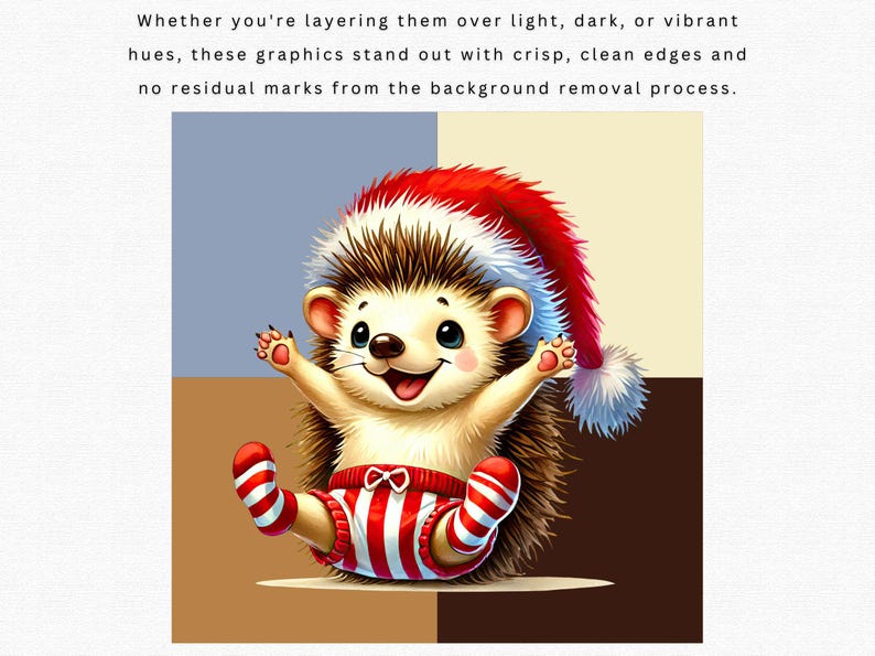 Christmas Hedgehog Clipart, Adorable Holiday Animal Clipart, Baby ...