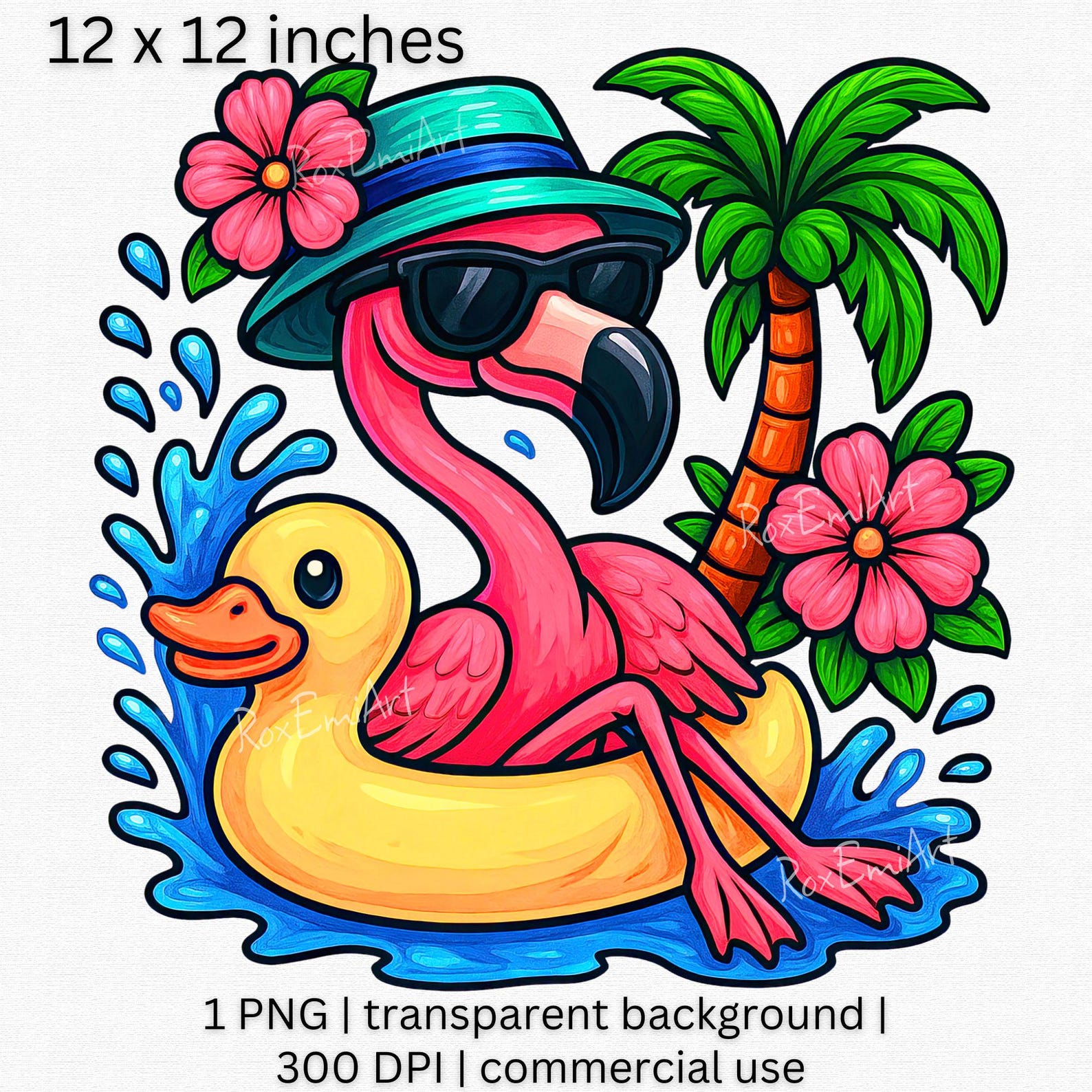 Tropical Flamingo Clipart, Cute Duck Pool Art, Summer Beach Animal PNG ...