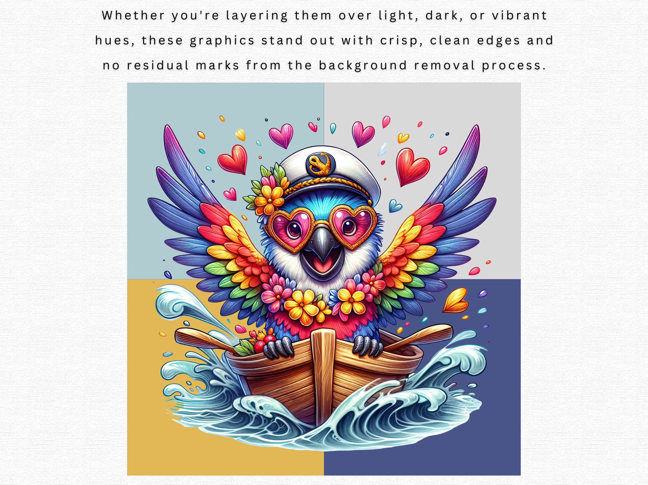 Nautical Parrot Captain Illustration, Digital PNG Clipart, Tropical ...