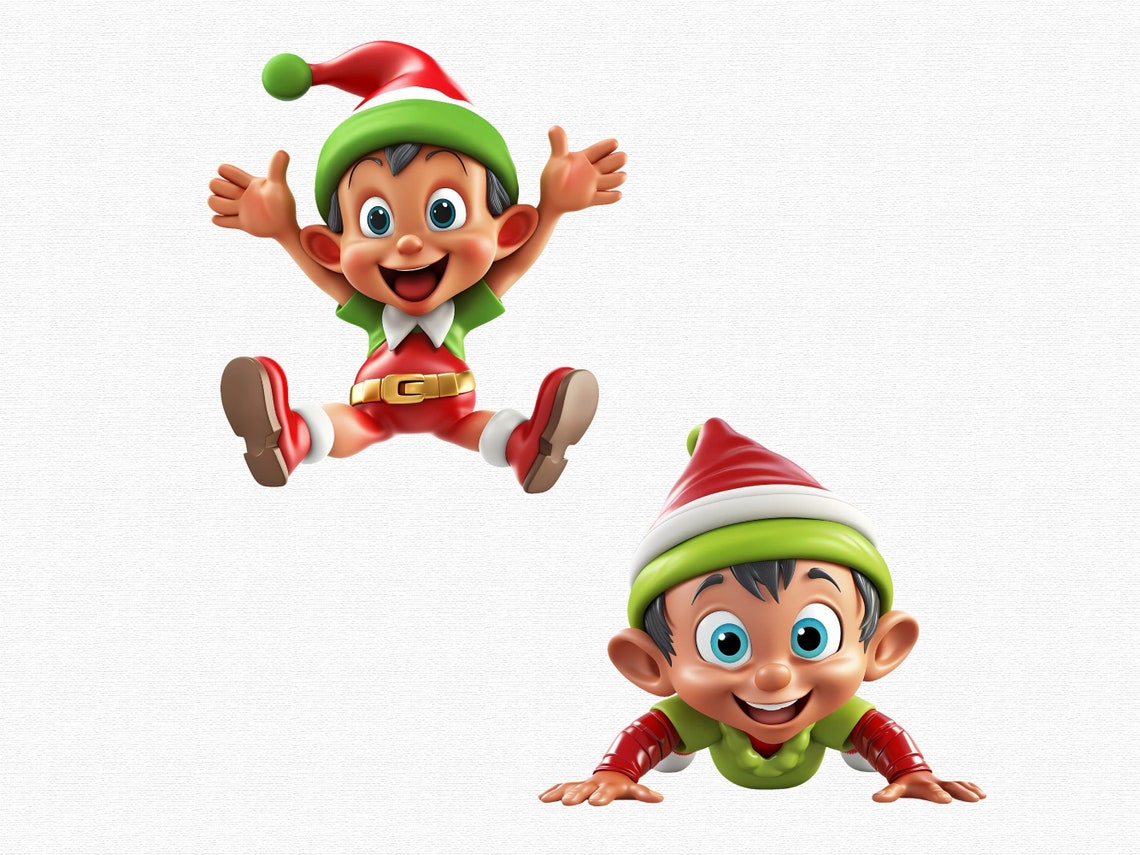Cute Christmas Elf Clipart Bundle - Transparent PNG - for Christmas ...