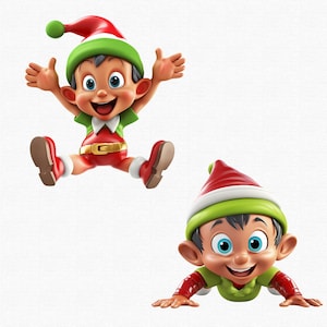 Cute Christmas Elf Clipart Bundle - Transparent PNG - for Christmas ...