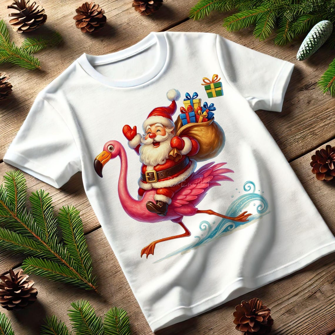 Tropical Santa Flamingo Clipart, Funny Christmas Beach Holiday Png ...