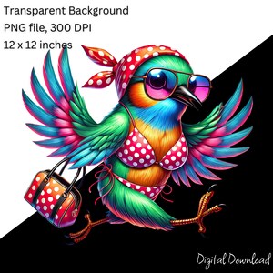 Colorful Retro Summer Bird Clipart, Quirky Tropical Bird PNG, Fun ...