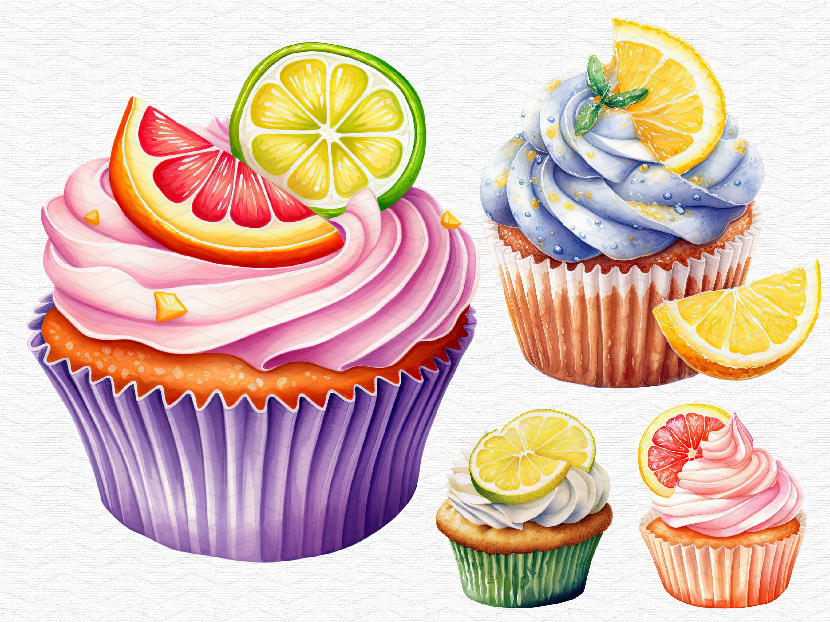 Watercolor Cupcake Clipart | Baking Clipart | 16 Cupcake Png Pack ...