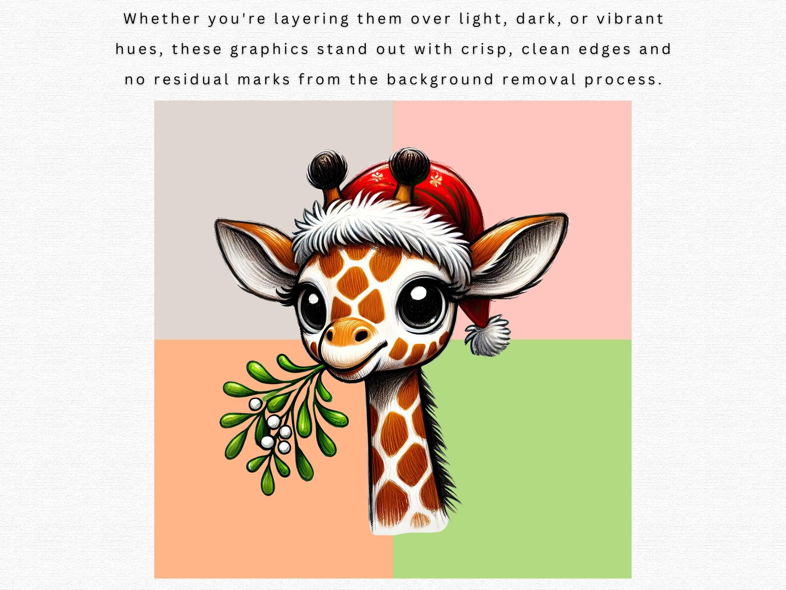 Christmas Giraffe Clipart, Cute Holiday Giraffe With Santa Hat ...