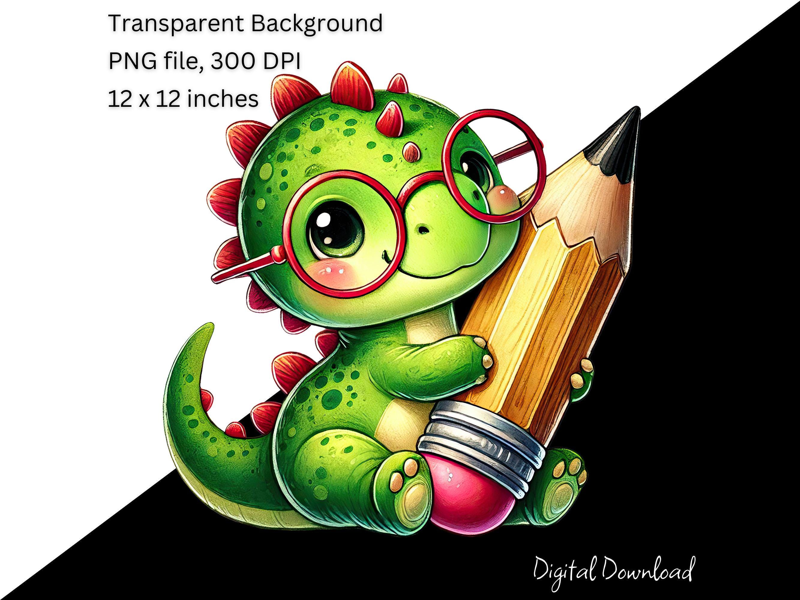 Adorable Baby Dinosaur PNG, Back to School PNG, Cute Green Dino With ...