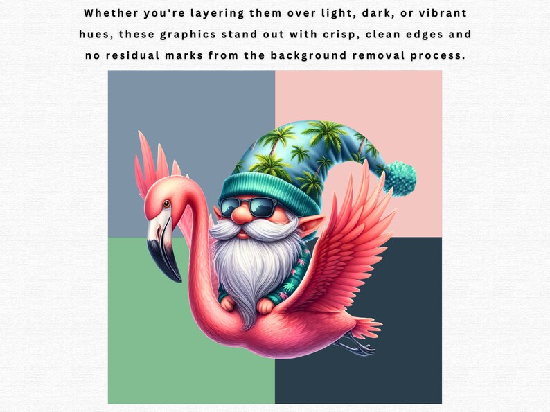 Tropical Beach Gnome Clipart, Summer Flamingo Ride PNG, Fun Gnome ...