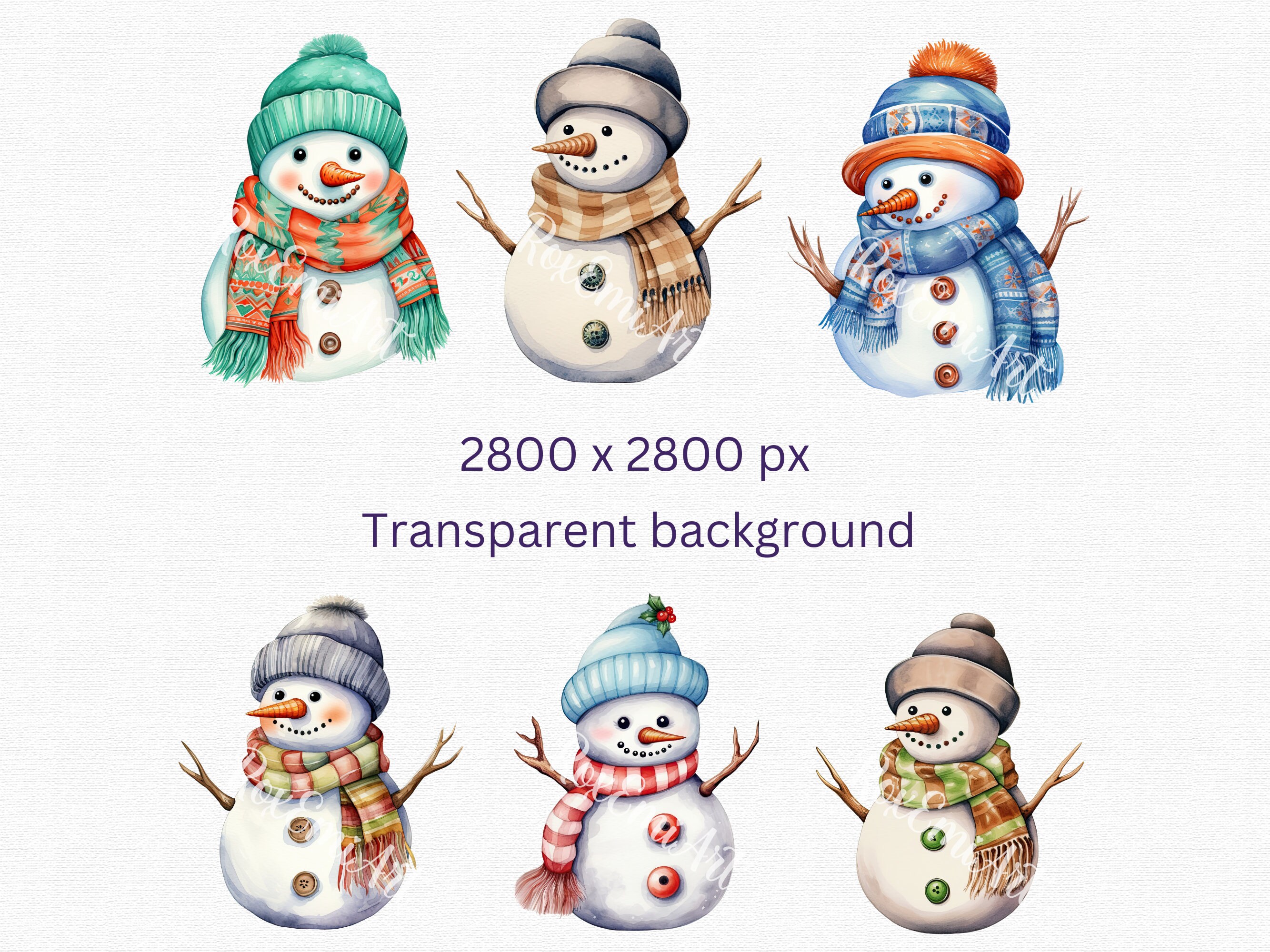 Watercolor Cute Snowman Clipart, Winter Clipart, Snowman Png Bundle ...