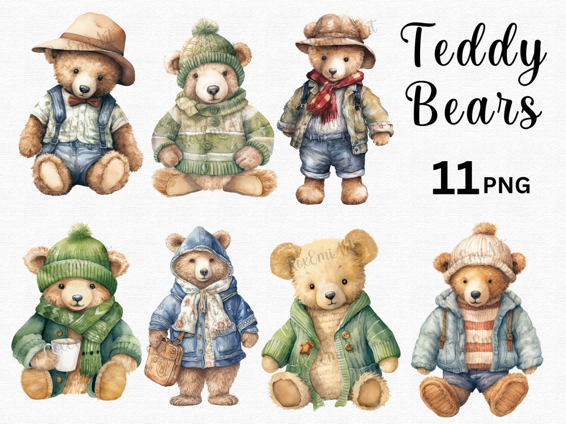 Watercolor Teddy Bear Clipart Nursery Clipart Costume Design Digital ...