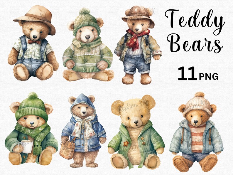 Watercolor Teddy Bear Clipart | Nursery Clipart | Costume Design ...