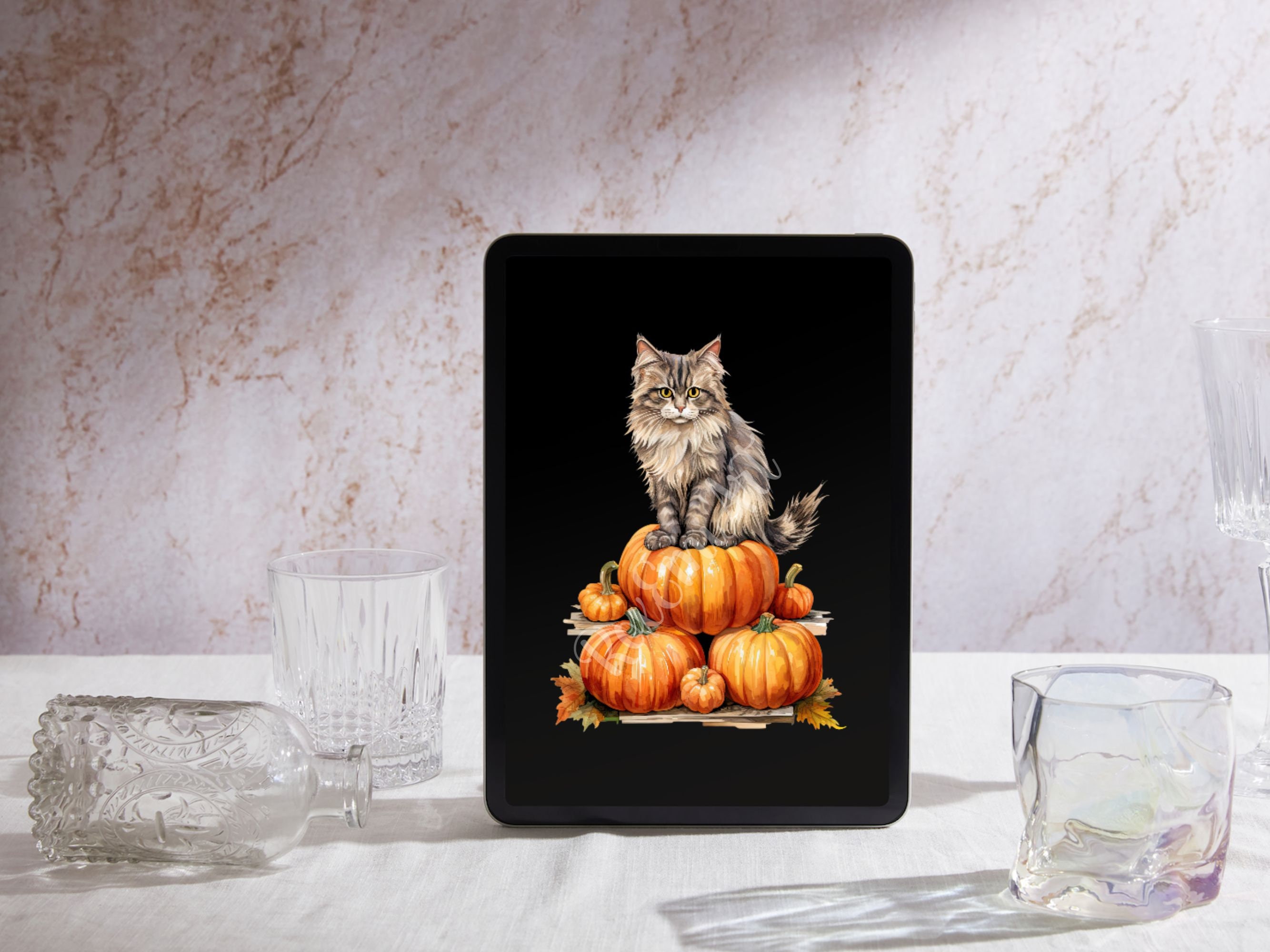 Cute Cat With Pumpkin Clipart Fall Autumn Thanksgiving - Etsy