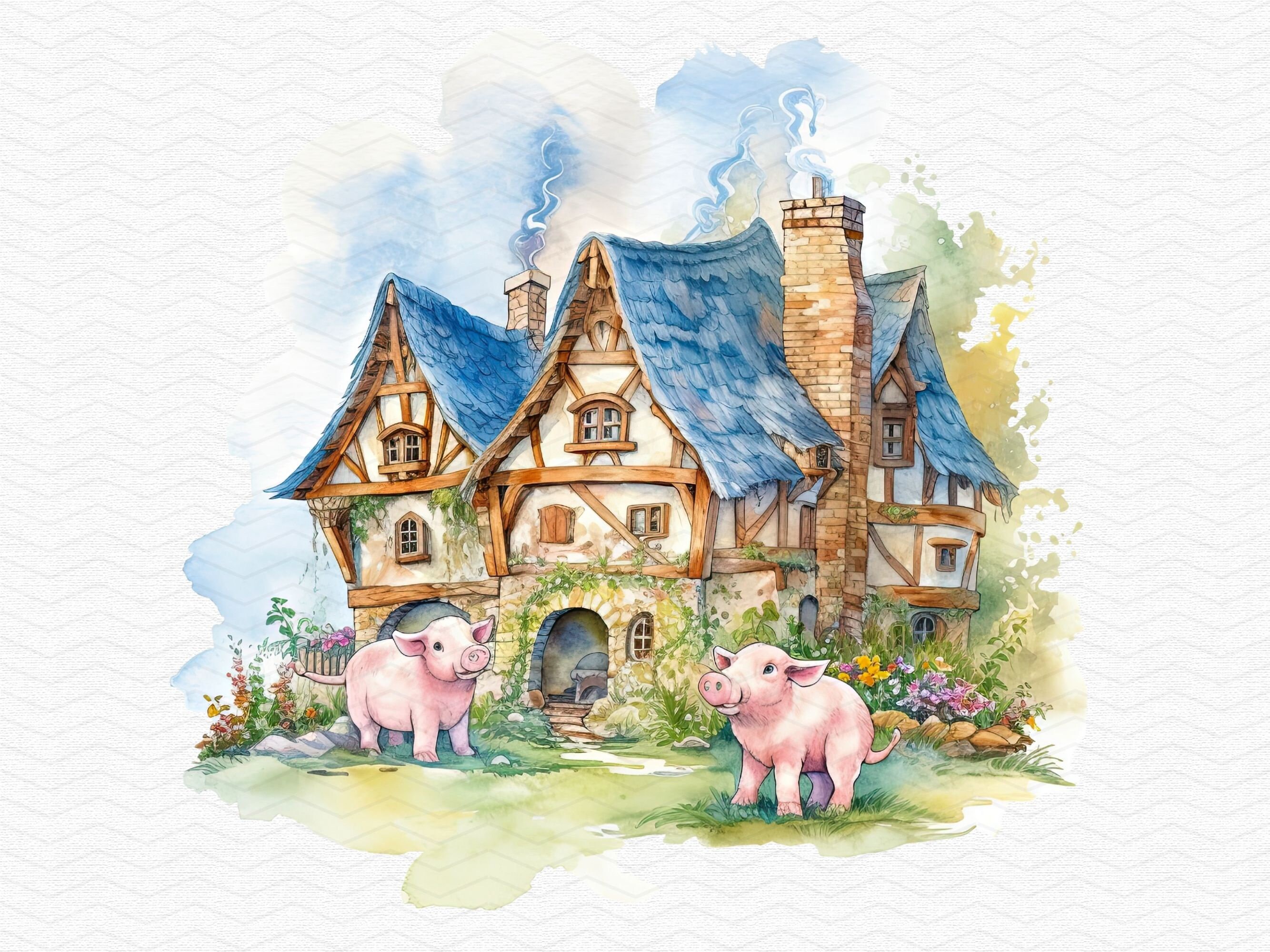 Rustic Farmhouse Clipart Set Watercolor Farm Animals & Barns ...