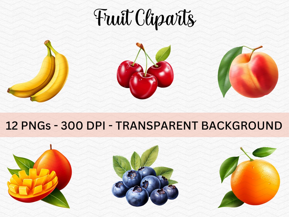 Juicy Fruit Clipart Bundle Apple Clipart, Cherry Clipart and More High ...