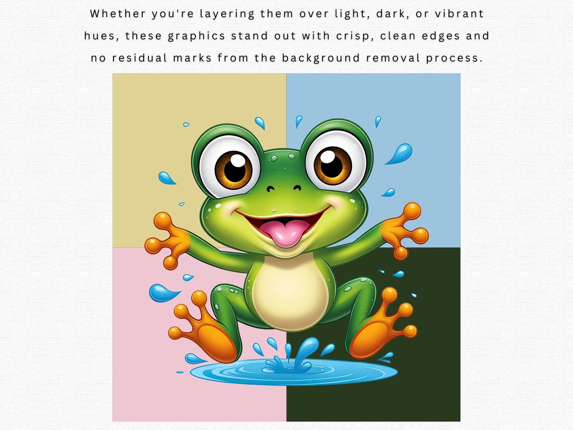 Funny Jumping Frog Clipart, Cute Cartoon Frog PNG, Printable Kids Room ...