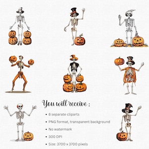 Halloween Skeleton With Pumpkin Clipart | Jack O Lantern PNG and ...